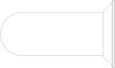 316mm Length Line Design Closet Handle Right Side Elevation dwg Drawing ...