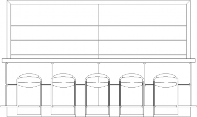 Drink Bar Front And Back Section Cad Drawing Details Dwg