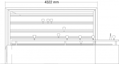 3526mm Wide Curve Design Bar Counter with Shelves Front Elevation dwg ...
