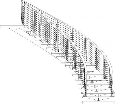 5231mm Height Wooden Stairs with Steel Handrails Front Elevation dwg Drawing | Thousands of free ...