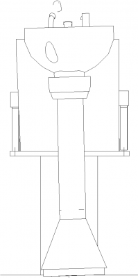 526mm Width Portable Hair Salon Wash Basin Rear Elevation dwg Drawing ...