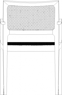 980mm Height Wooden Rattan Dining Chair Rear Elevation dwg Drawing ...