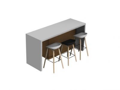 Modern designed bar table with two chair 3d model .3dm format | Thousands of free AutoCAD drawings