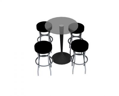 Modern circular bar table with four chair 3d model .3dm format | Thousands of free CAD blocks