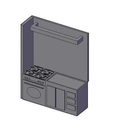 Modern large scale designed compact kitchen platform 3d model .dwg ...