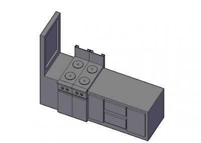 Large streched designed compact kitchen platform 3d model .dwg format ...