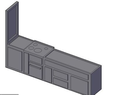 Large streched designed compact kitchen platform 3d model .dwg format ...