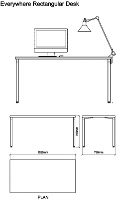 Everywhere Rectangular Desk DWG Drawing | Thousands of free AutoCAD ...