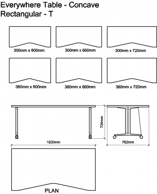 Everywhere Table - Concave Rectangular - T DWG Drawing | Thousands of ...