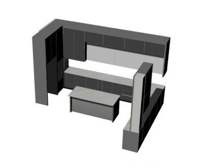 Modern fully equipped kitchen platform design 3d model .3dm format ...