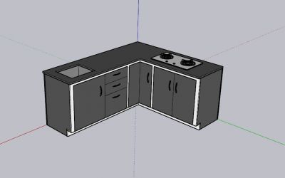 simple small designed restaurant kitchen 3d model .skp fromat ...