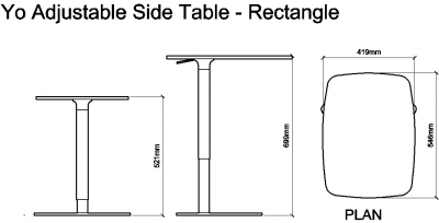 AutoCAD download Yo Adjustable Side Table - Rectangle DWG Drawing ...